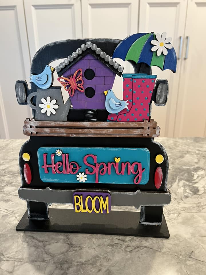 3D Wood Hello Spring for the Vintage Double Sided Truck or Bread Board ...