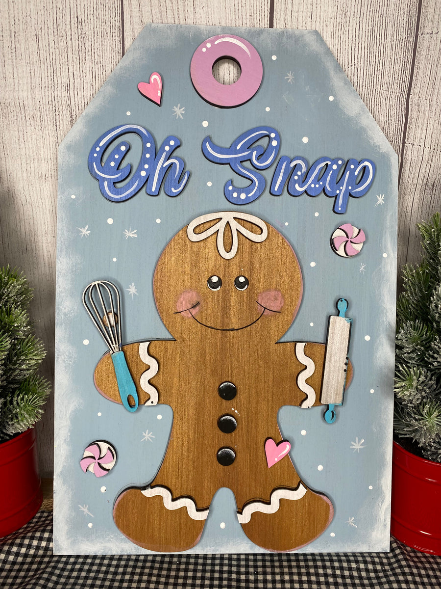 3D 14" Wood Oh Snap Gingerbread Gift Tag Sign – Clayopatra Arts
