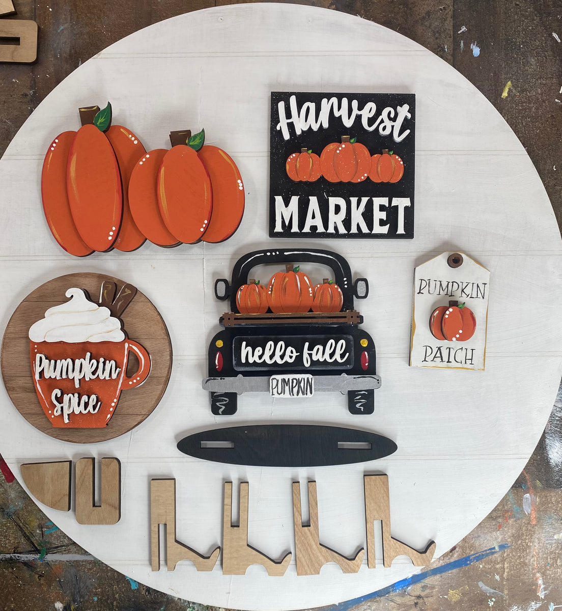 DIY Hello Fall Harvest Market Tiered Tray Kit Shelf Sitter Set ...