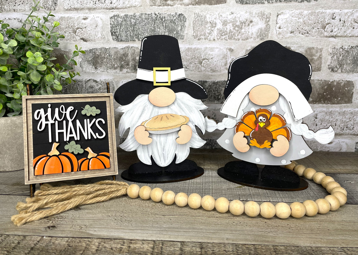 3 D Pilgrim Thanksgiving Gnomie Wood DIY Craft with Sign – Clayopatra Arts