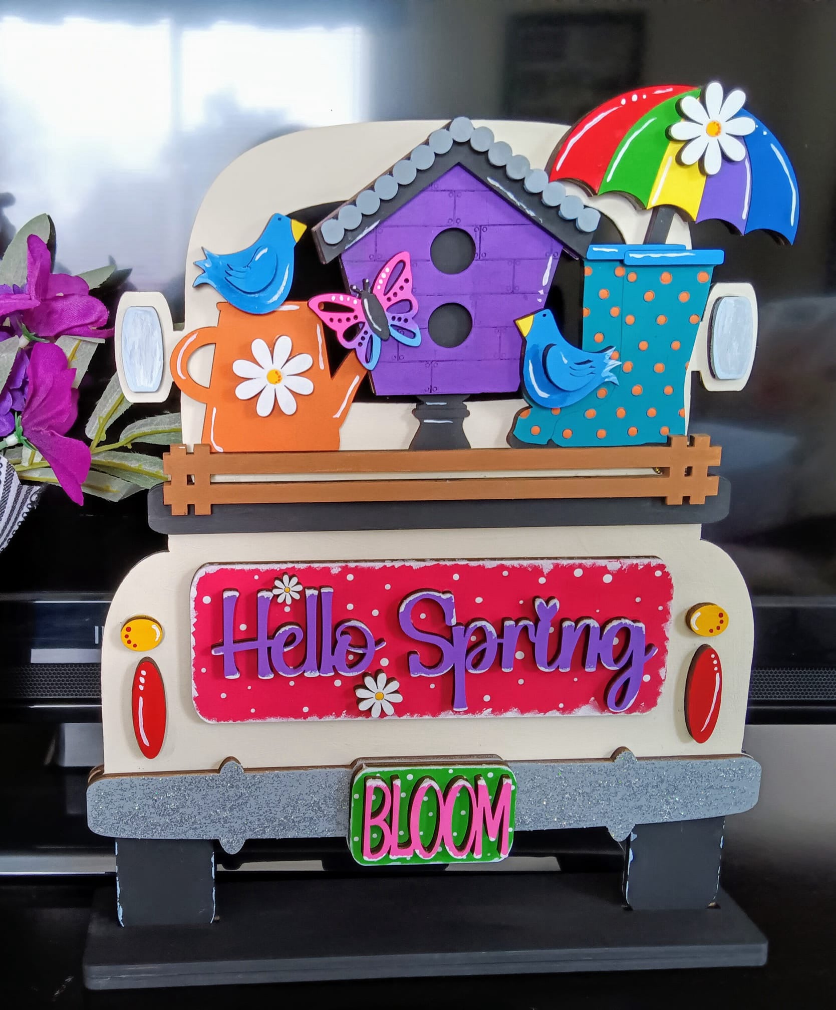 3D Wood Hello Spring for the Vintage Double Sided Truck or Bread Board ...