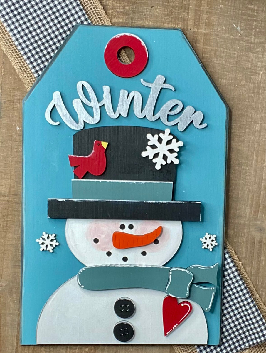 16” Giant Winter Snowman Gift Tag for floor or mantle Decor DIY Wood L ...