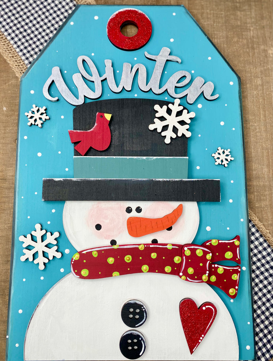 16” Giant Winter Snowman Gift Tag for floor or mantle Decor DIY Wood L ...