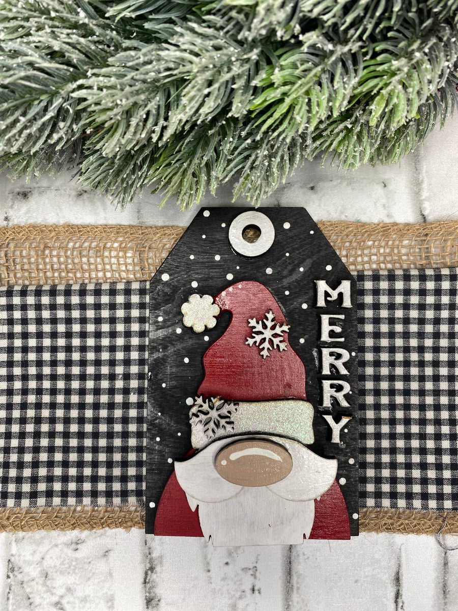 16” Giant Vintage Santa Gift Tag for floor or mantle Decor DIY Wood Le ...