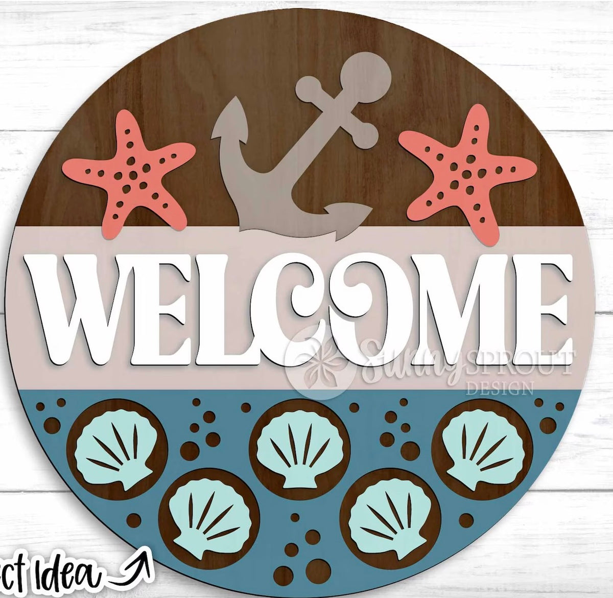 Wood DIY 3 D Welcome Anchor and Sea Shells Door Hanger – Clayopatra Arts
