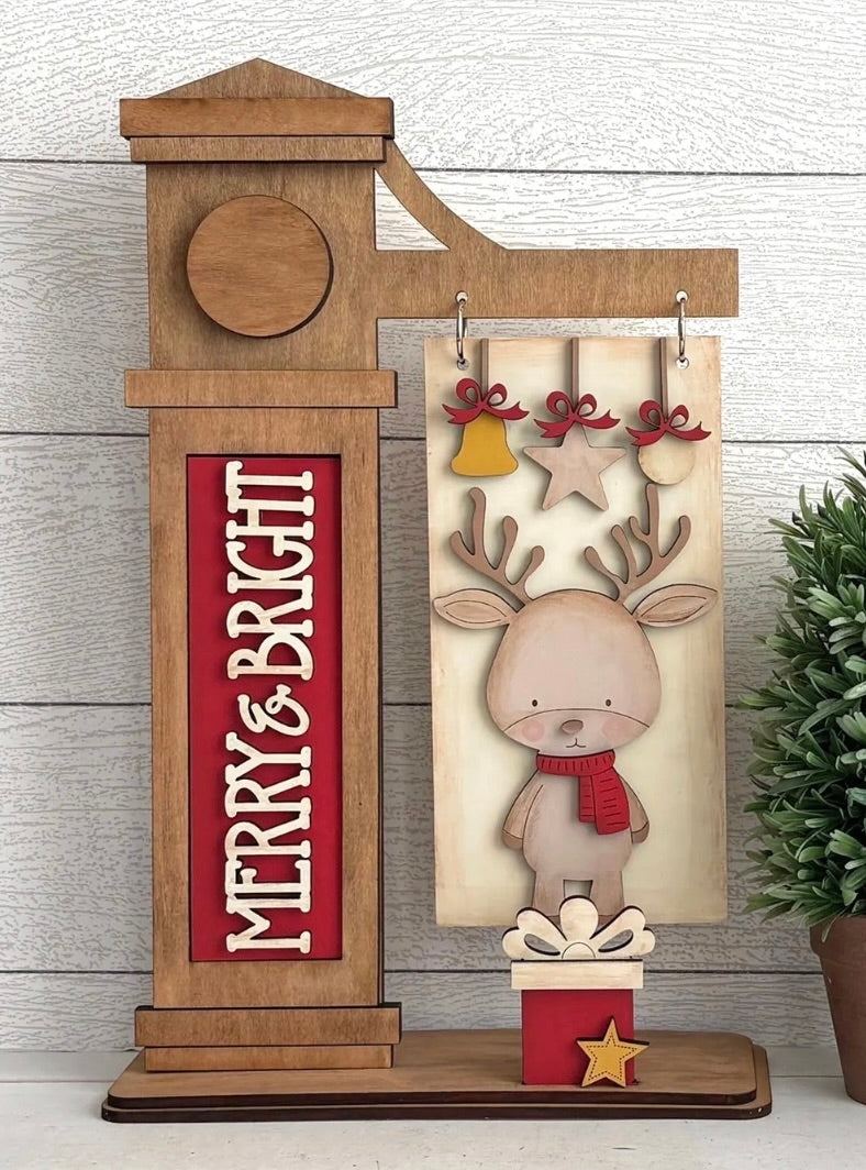 Merry and Bright Reindeer DIY Wood Insert Kit for the Arm Stand: Inser ...