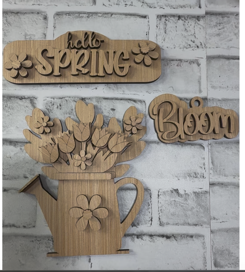 Spring Watering Can and Flowers DIY Wood Insert Kit for the Giant Gift ...