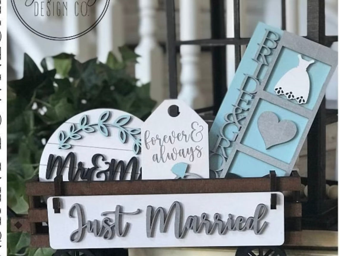 Just Married DIY Wood Insert Kit: Shelf Sitter Insert Only for wagon o ...
